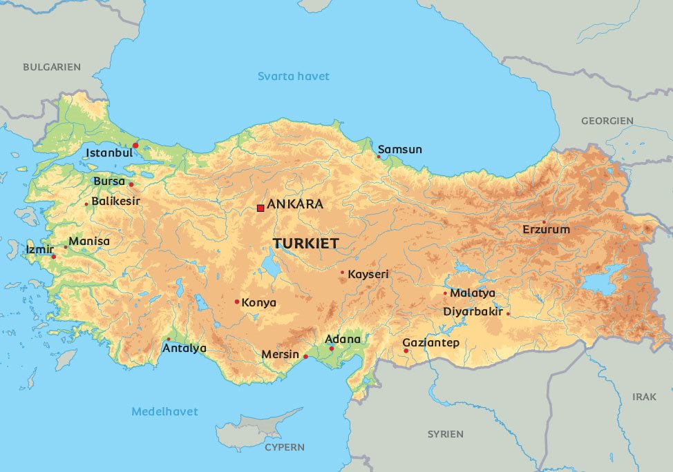 Karta Turkiet: Se bland annat fantastiska Istanbul och huvudstaden Ankara Karta Turkiet: Se bland annat fantastiska Istanbul och huvudstaden Ankara